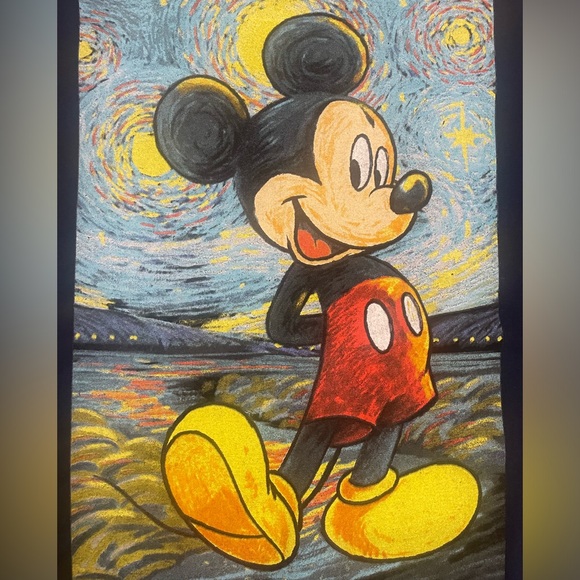 Disney | Tops | Disney Mickey Mouse Van Gogh Style Blue Tshirt Size L ...